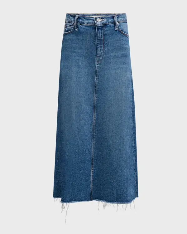 美品 MOTHER THE CIRCLE MAXI FRAY SKIRT 24 Mother - The Circle Midi Fray Dream Team Denim Skirt